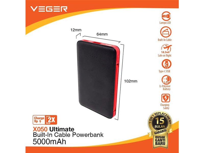 پاوربانک 5000 میلی آمپر وگر مدل X050 ULTIMATE