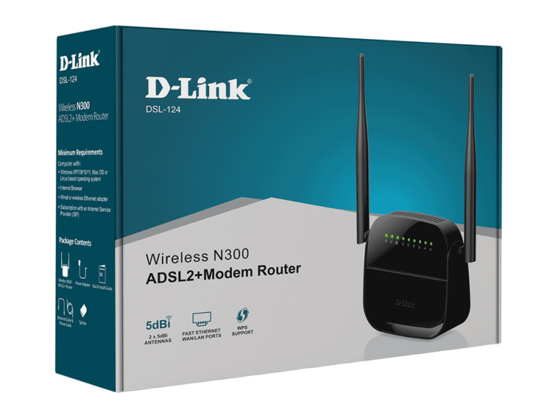 مودم روتر ADSL2 Plus بی سیم N300 دی-لینک مدل DSL-124 New