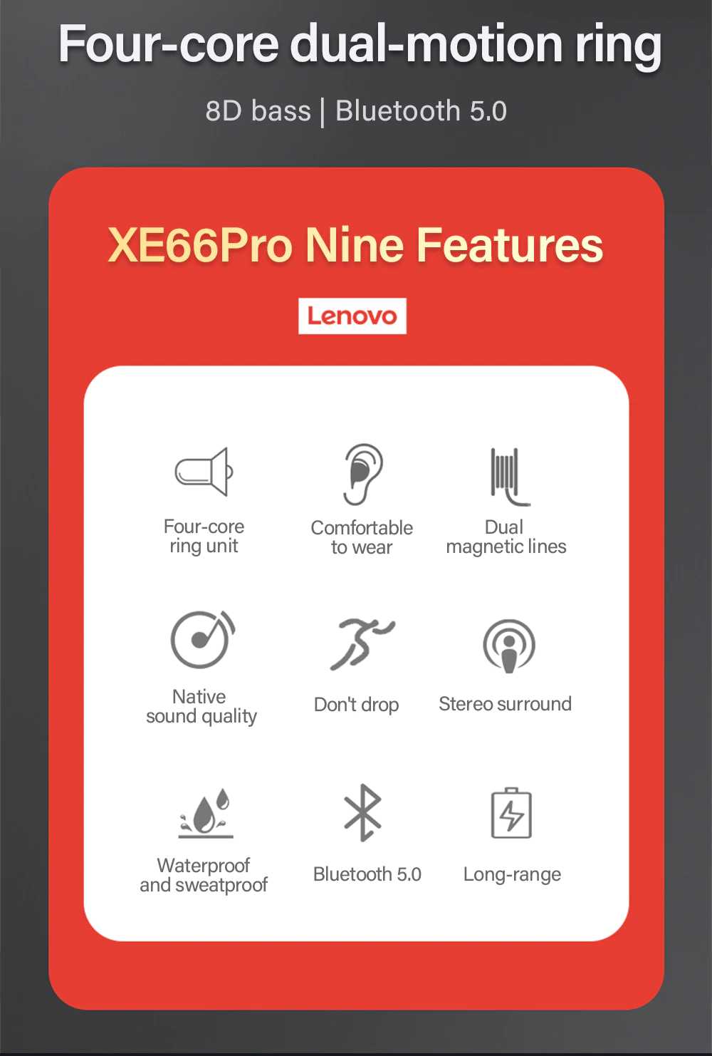 هندزفری بلوتوث لنوو Lenovo XE66 Pro Bluetooth Wireless Earphone